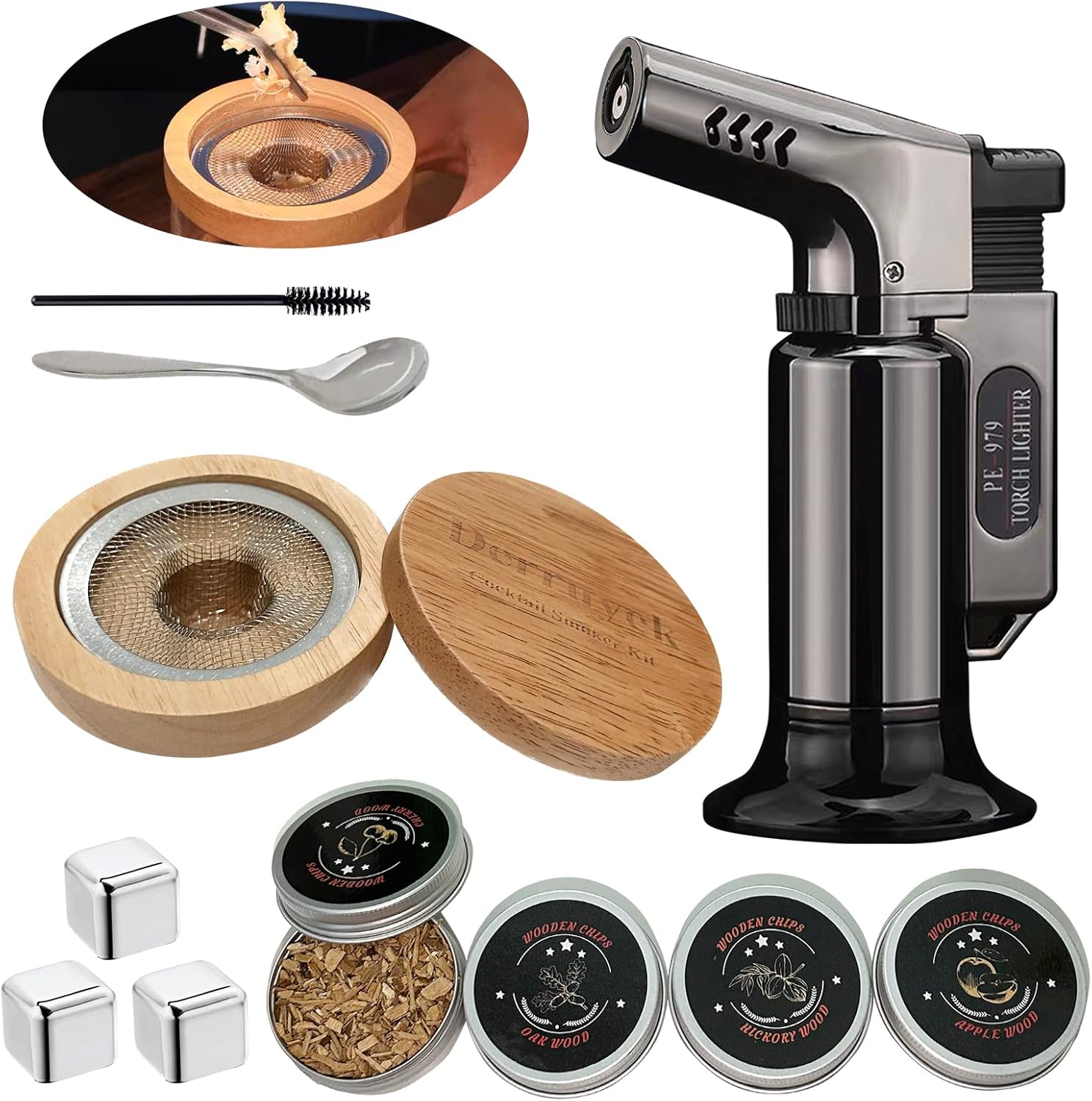 Amazon.com: Whiskey Smoker Kit with Torch, Cocktail Drink Smoker Infuse ...