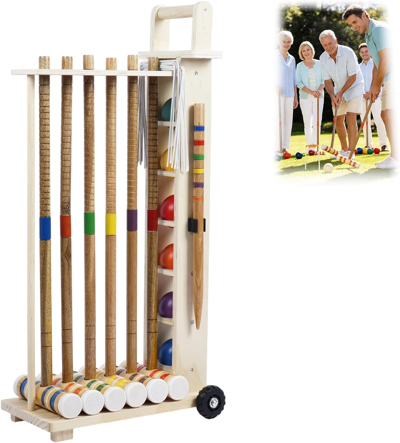 Amazon.com: tonchean 6 Player Croquet Set for Adults with Handcrafted ...