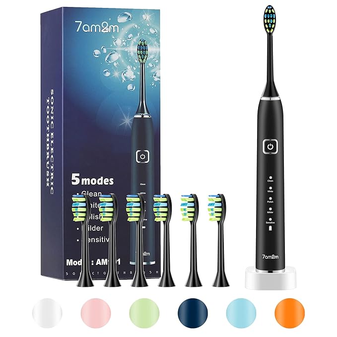 Amazon.com: 7AM2M Sonic Electric Toothbrush with 6 Brush Heads for ...
