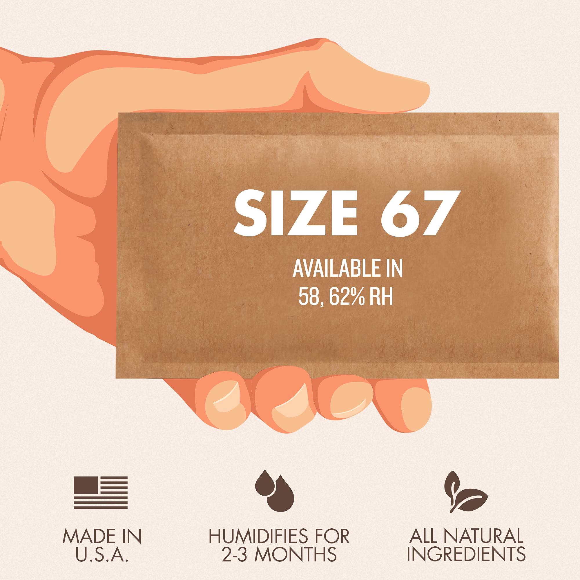 Buy Boveda 62% Humidor Packets - 2 Way Humidity Control Packs - Size 67 ...
