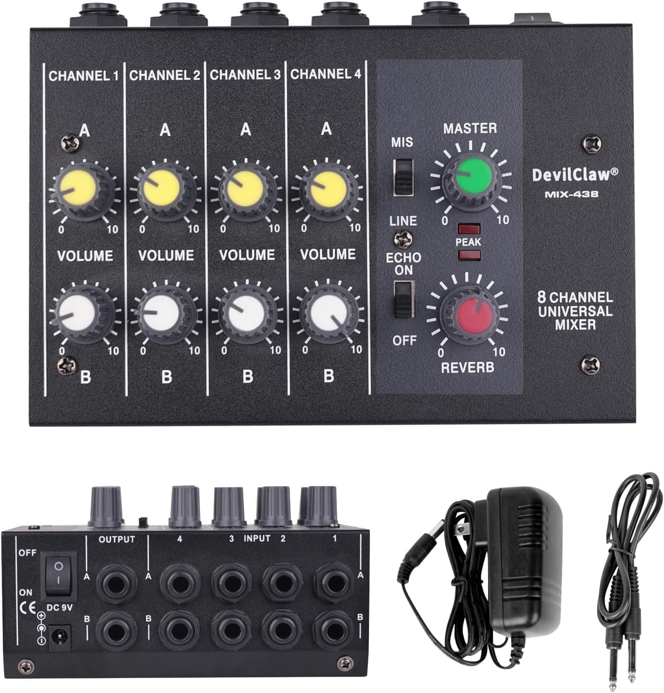 Amazon.com: MIX438 8-Channel Portable Audio Mixer Battery-Powered Low ...