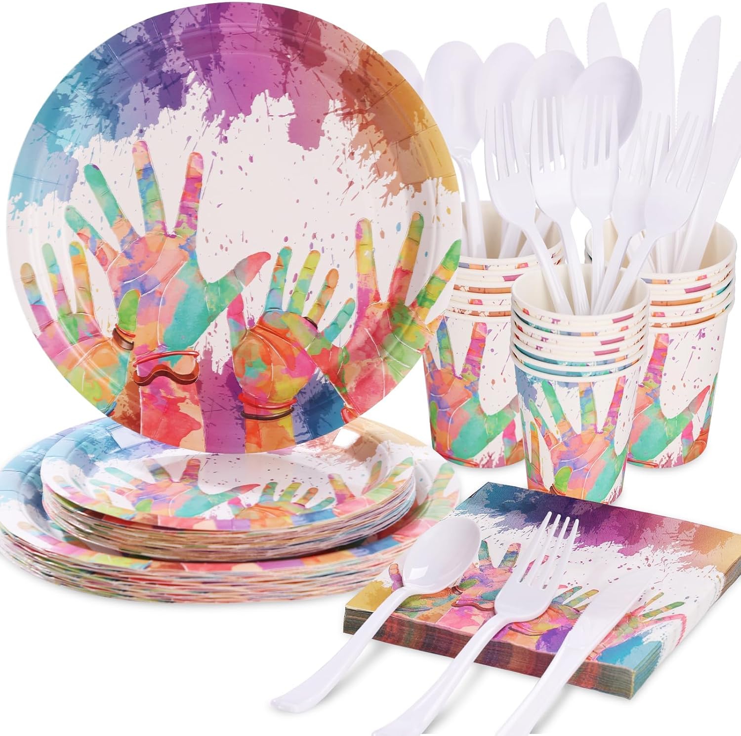 Amazon.com: Rainbow Birthday Party Supplies Serves 25 Party Plates and ...