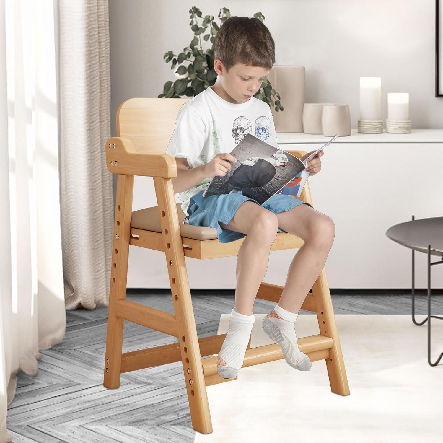 Solid Wood High Chairs for Toddlers Booster Seat for for Dining, Study ...