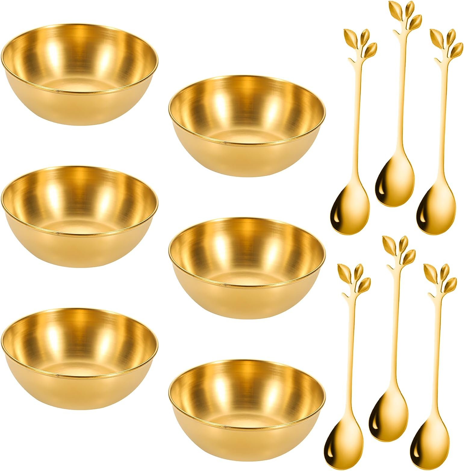 Dipping Bowls Set of 6, Stainless Steel Golden Dip Bowls, Serving ...