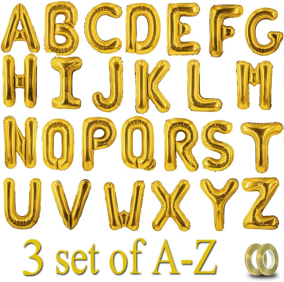Amazon.com: 78 Pcs Gold Letter Balloons Foil Alphabet Balloons DIY ...