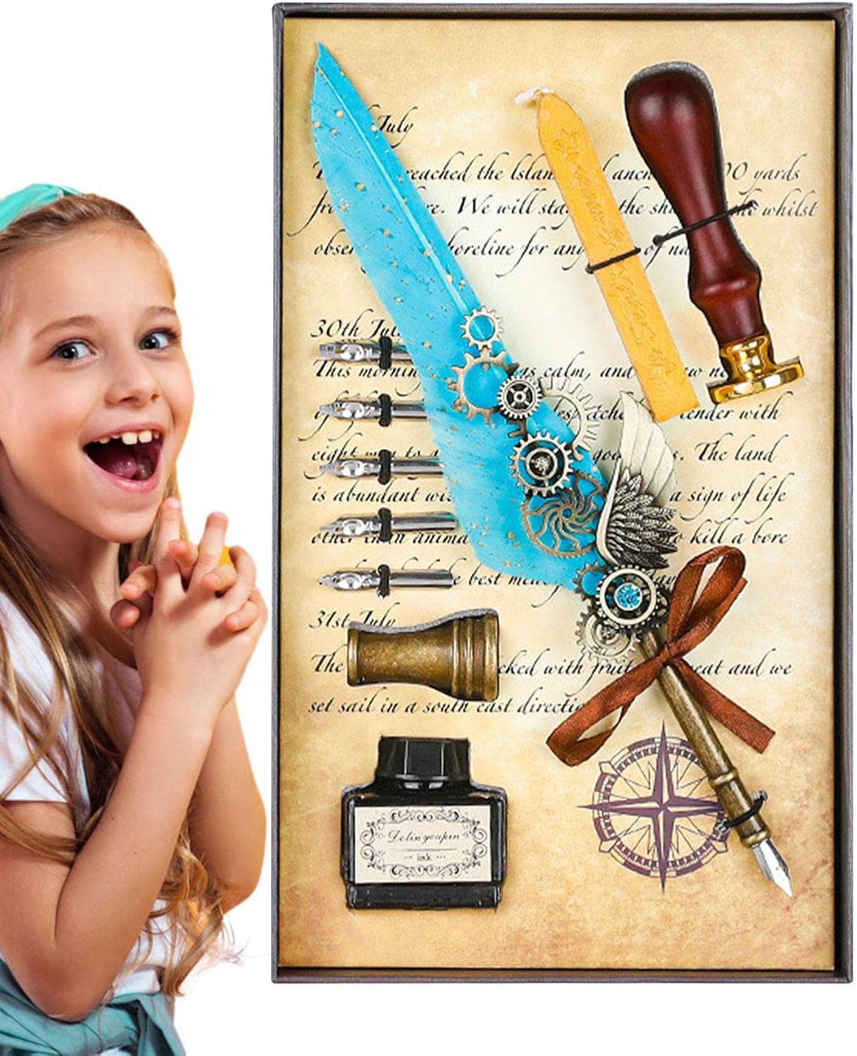 Amazon.co.jp: Writing Quill Pen Set - Quill Pen Ink Set - Quill Pen Set ...