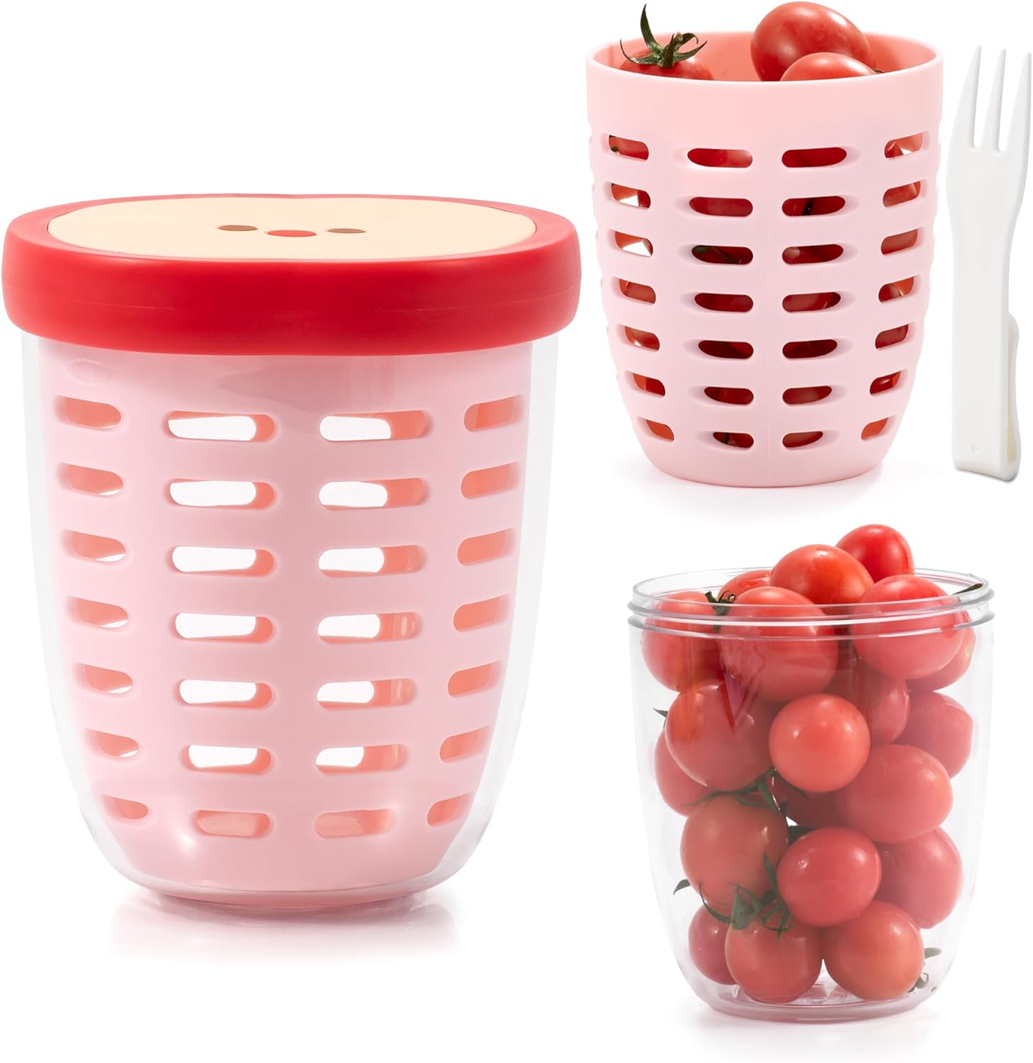 Amazon.com: Li&Zhao Salad Cups with Lids and Fork - Salad Shaker ...