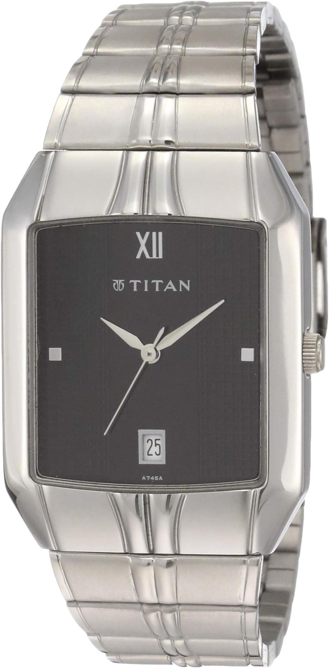 Titan Quartz Analog with Date Black Dial Metal Strap Watch for Men ...