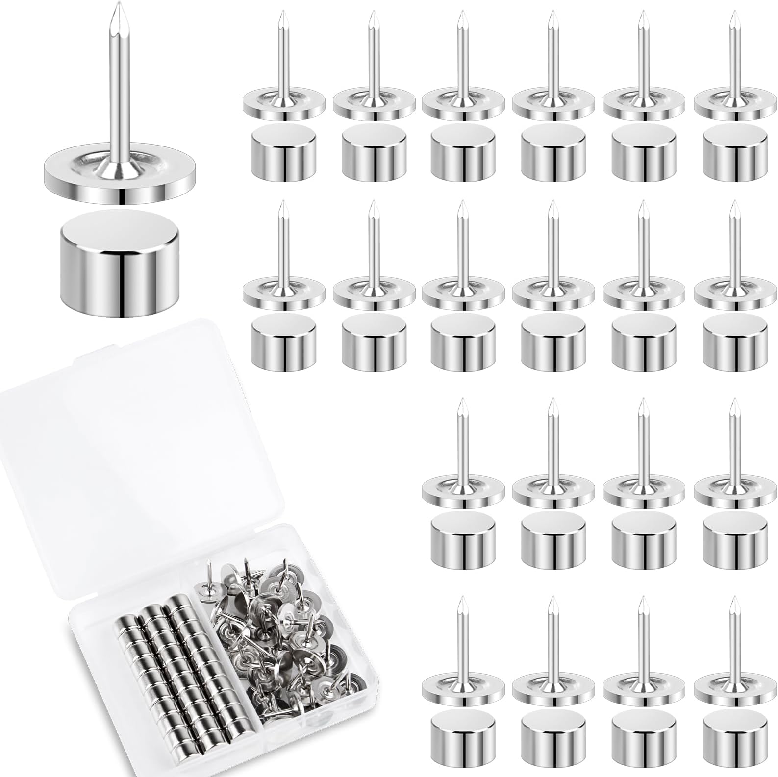 Amazon.com: 30 Pieces Magnetic Push Pins Magnetacks Magnet Thumb Tacks ...