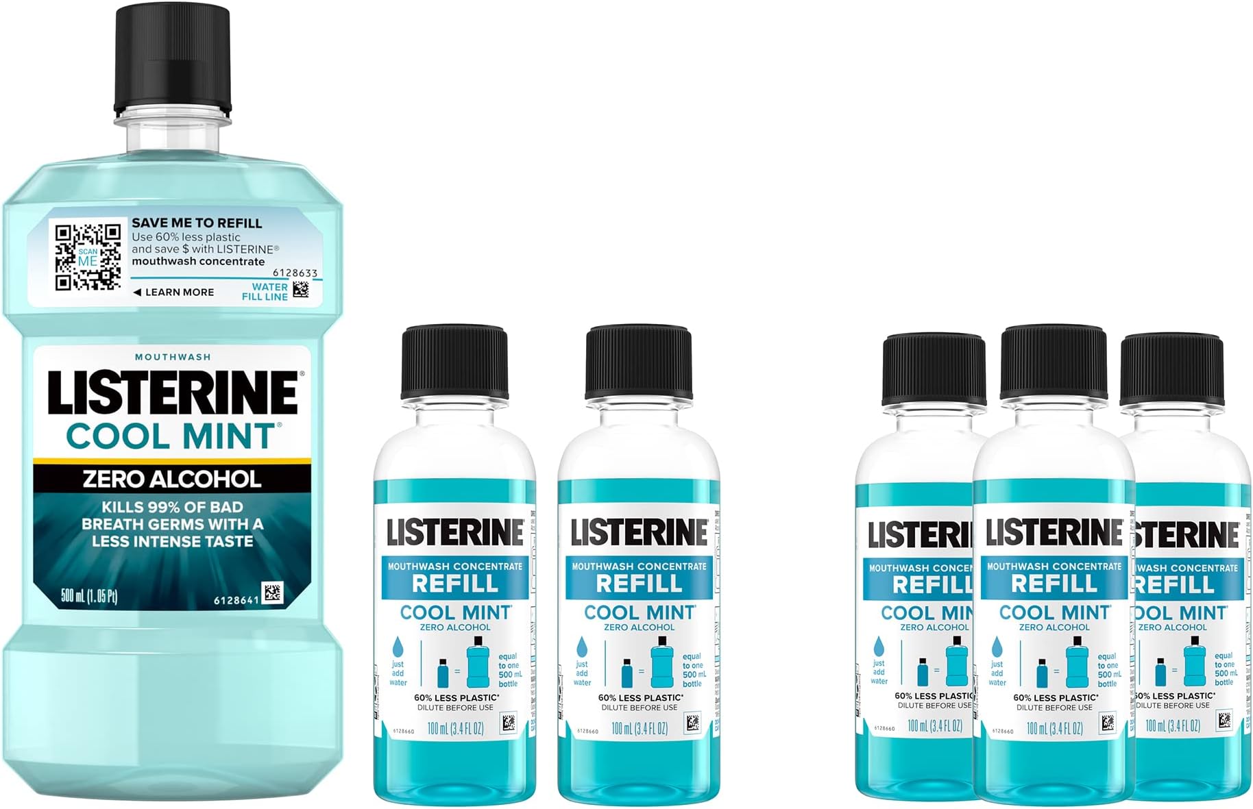 Amazon.com : Listerine Zero Alcohol Mouthwash Concentrate Refills ...
