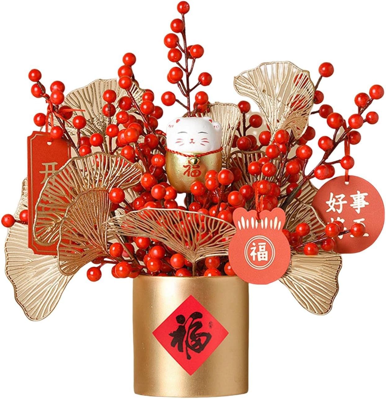 Amazon.com: Chinese Artificial Flower Pot Chinese New Year Table ...