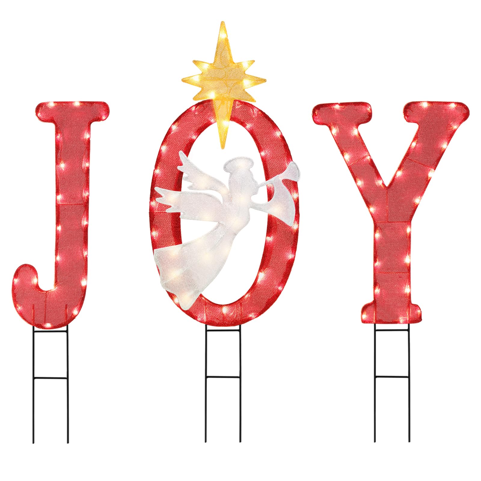 Joy Chrismas Angel Yard Sign Outdoor Decorations, 3 PCS 45 Inch High ...