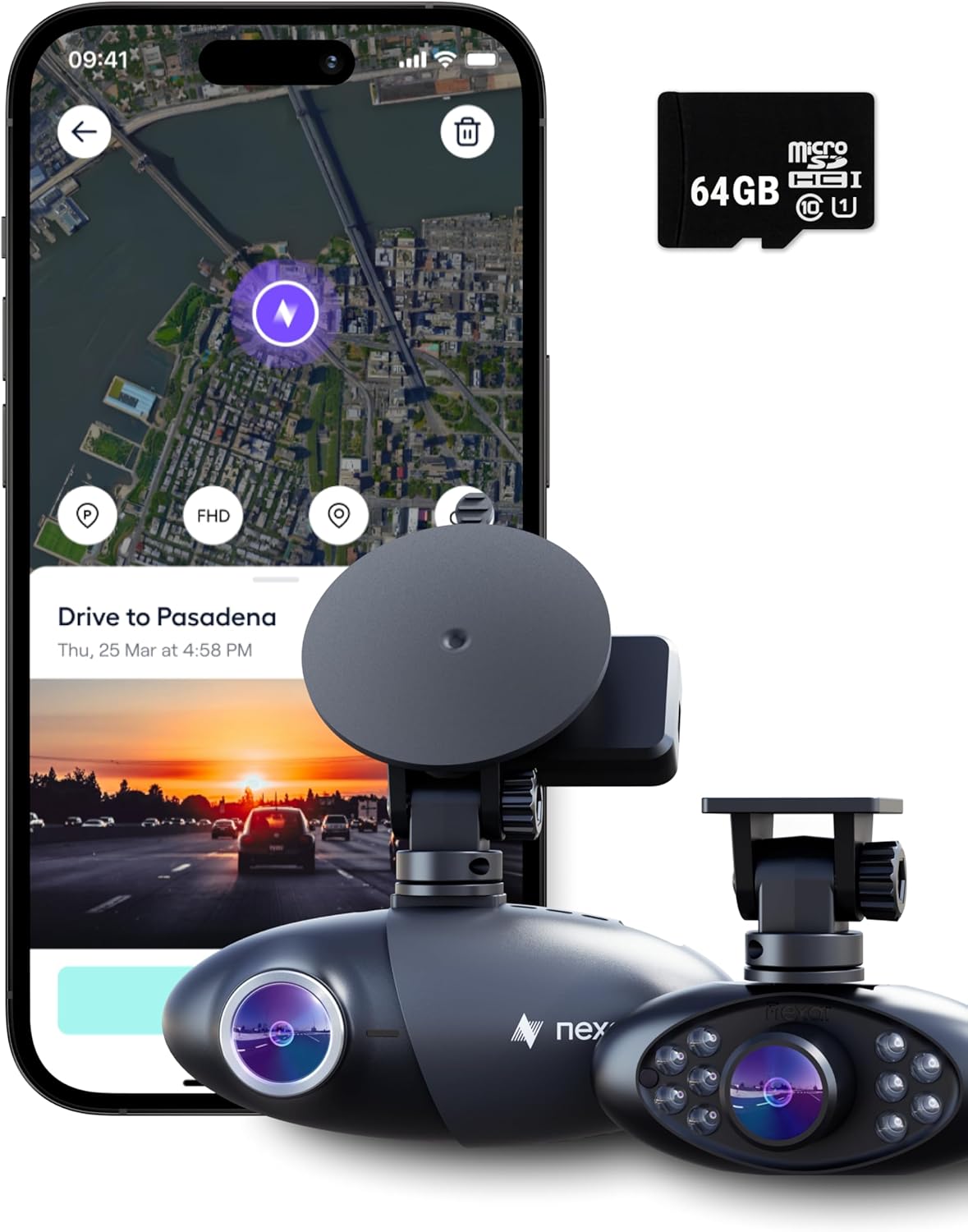 Amazon.com: Nexar Pro GPS Dash Cam System – Dual Dashcam Front and Interior Dash Camera for Cars ...