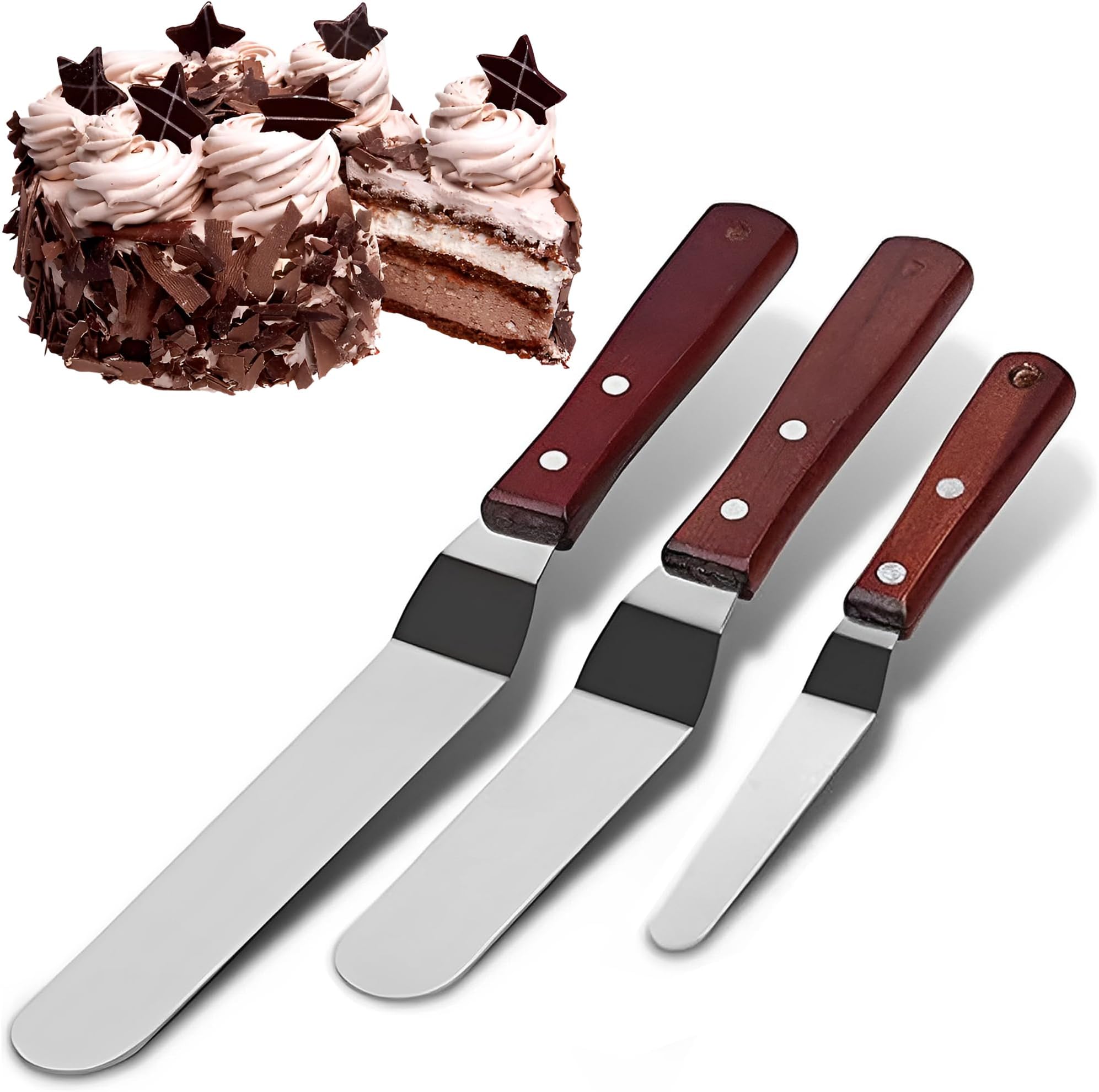 MINGZE Icing Offset Spatula 3Pcs, Angled Pallet Knife, Stainless Steel ...