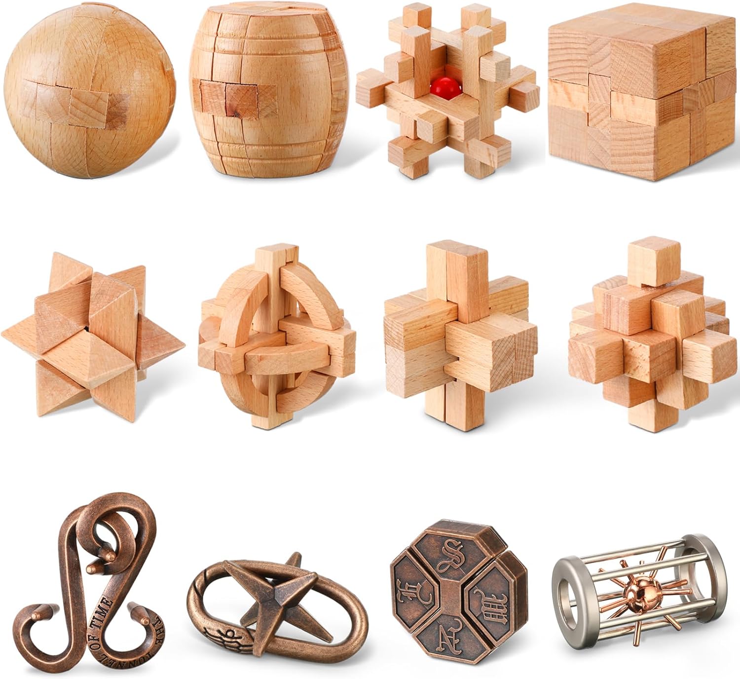 Amazon.com: Liliful 12 Pack Wooden Brain Puzzle Games for Boy Girl and ...