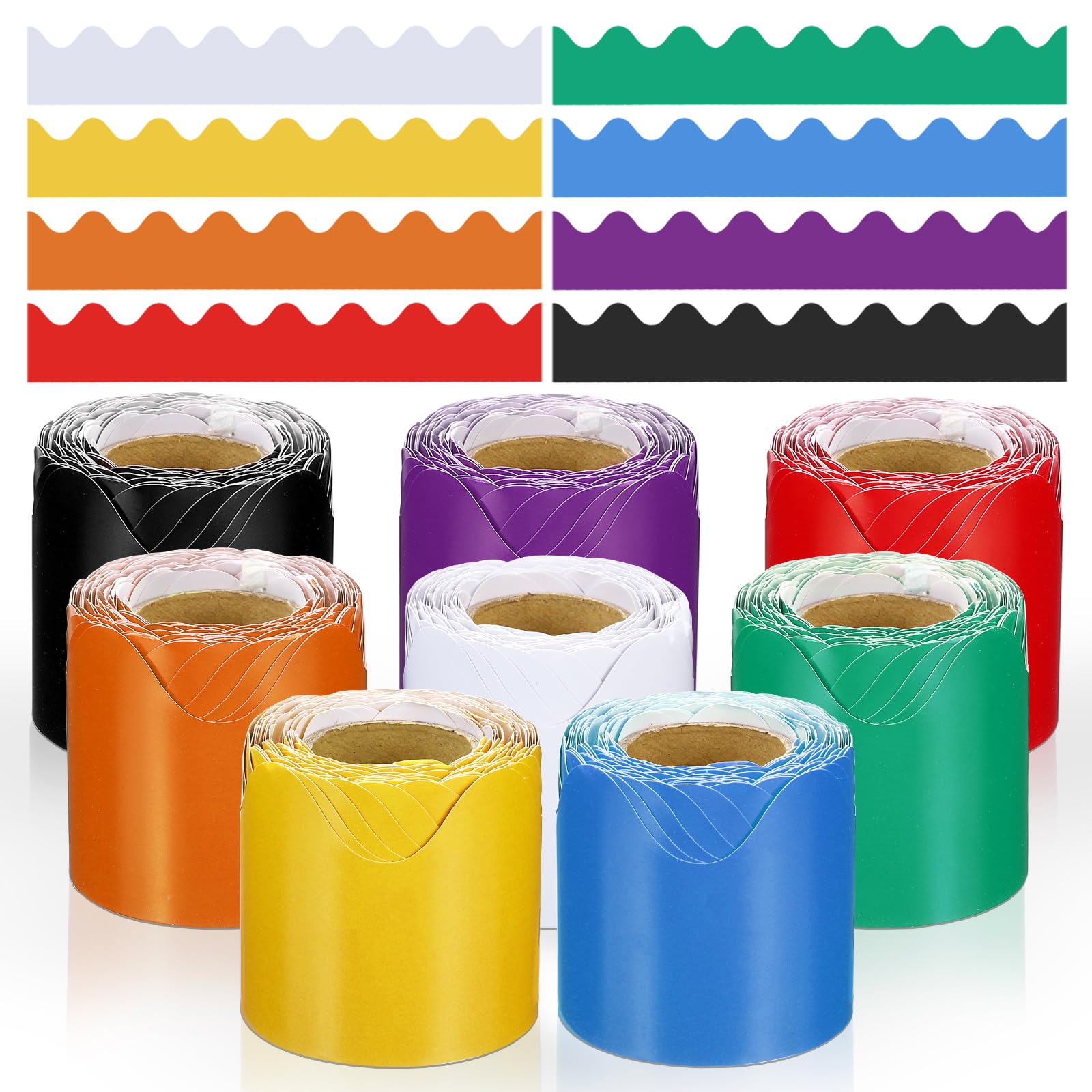 PATIKIL Bulletin Board Border, 262.5 Ft Total, 8 Roll Colorful ...