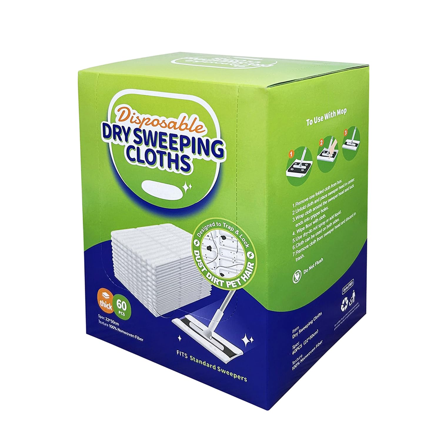 PEACHICHA Flash Dust Magnet, Dry Mop Refills Disposable Dusting Cloths ...
