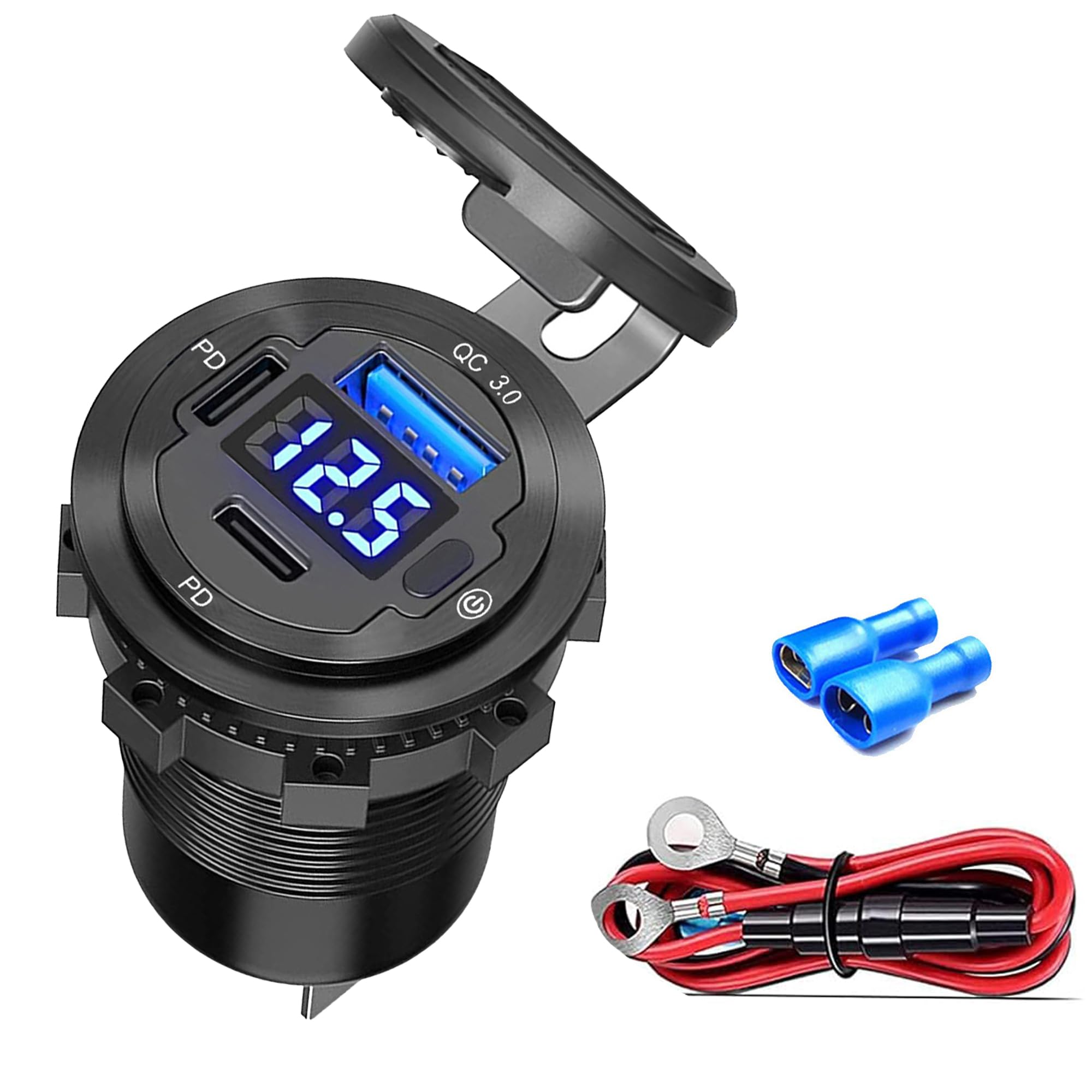 Amazon.com: 12V USB Car Socket, 3-Port Marine Aluminum USB Quick Charge ...