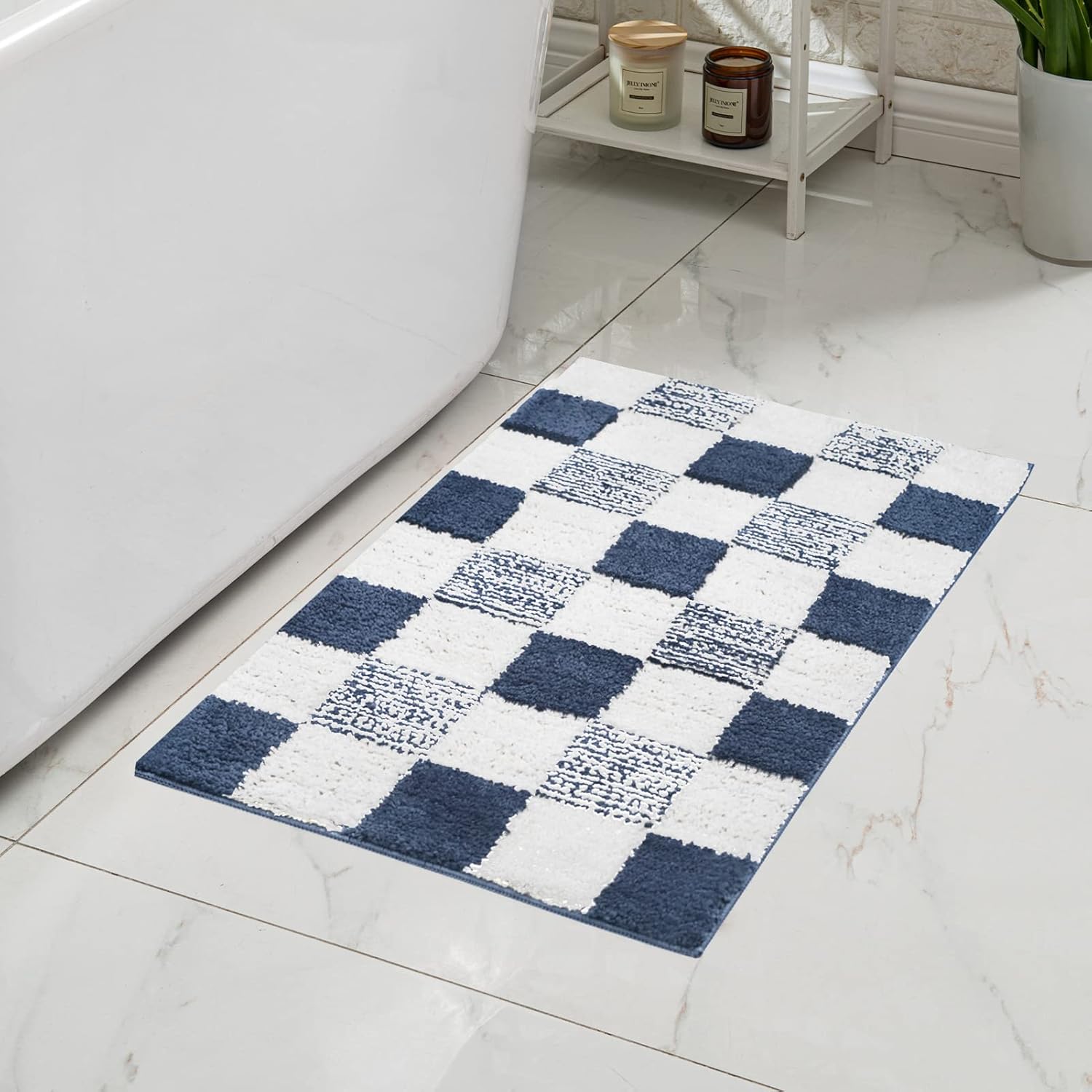 Amazon.com: CozeCube Checkered Bath mats for Bathroom Non Slip, Plush ...