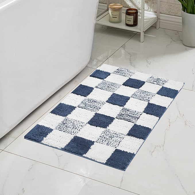 Amazon.com: CozeCube Checkered Bath mats for Bathroom Non Slip, Plush ...