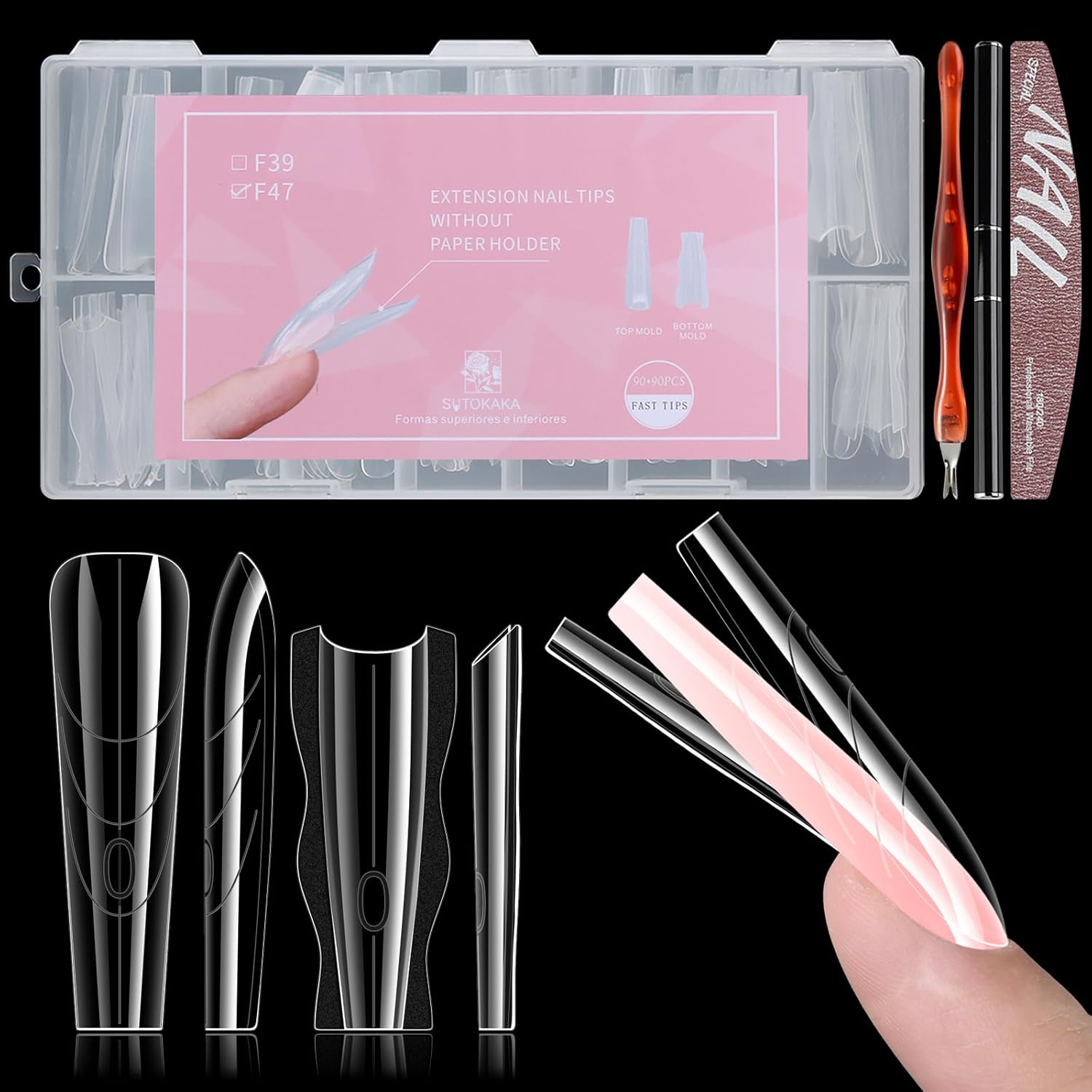 Amazon.com: SUTOKAKA 180Pcs Sandwich Polygel Nail Form Kit 15 Sizes ...