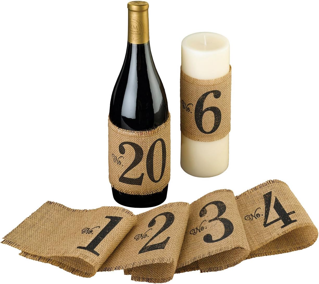 Amazon.com: Lillian Rose Rustic Burlap Table Number Bottle Wraps, Multi ...