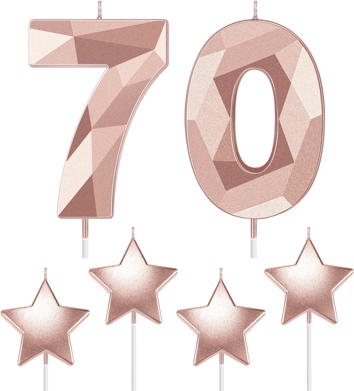 Amazon.com: 70th Birthday Candles, 3D Diamond Shaped and Star Birthday ...