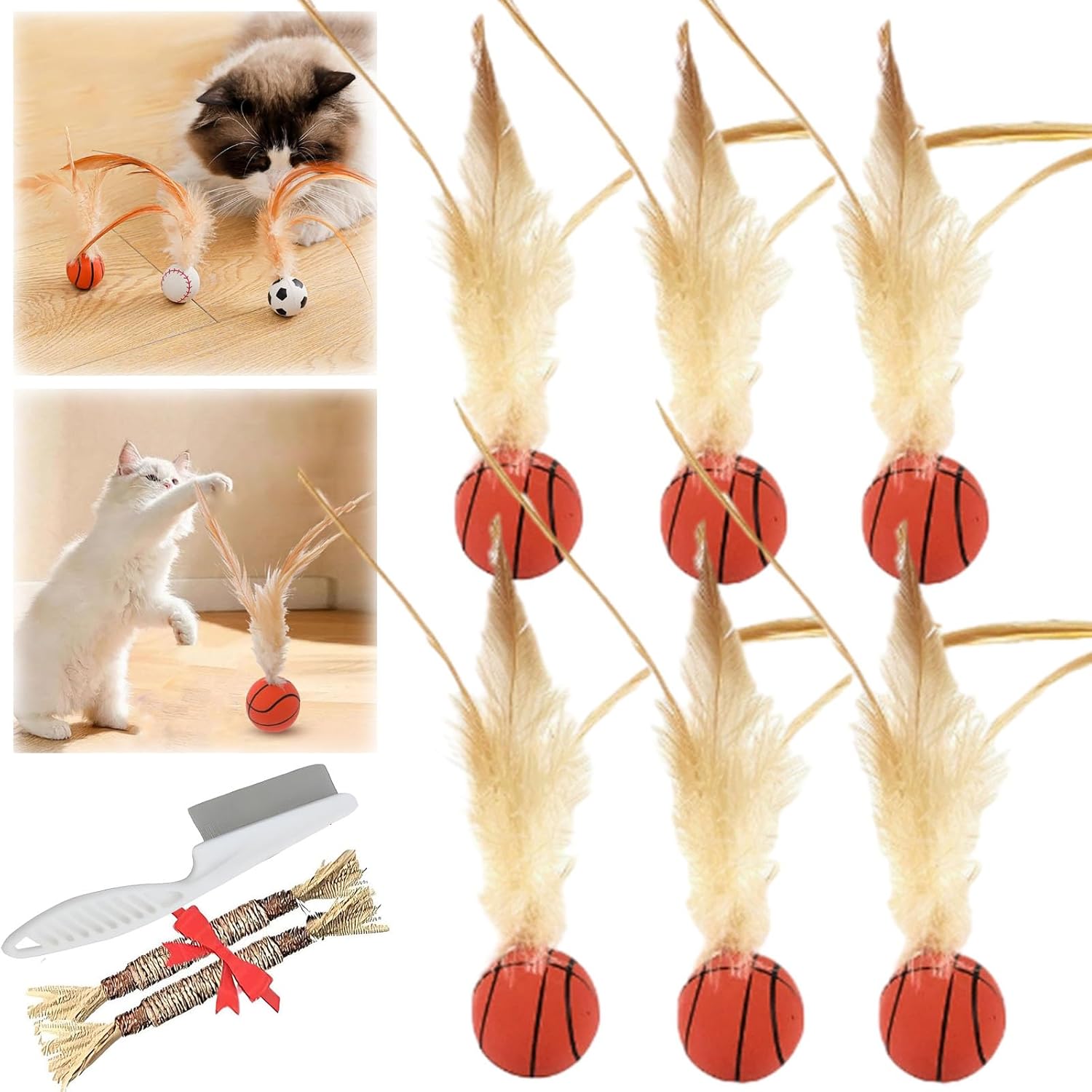 Amazon.com : Huahuve Celery Pets Feather Ball, Interactive Feather Ball ...