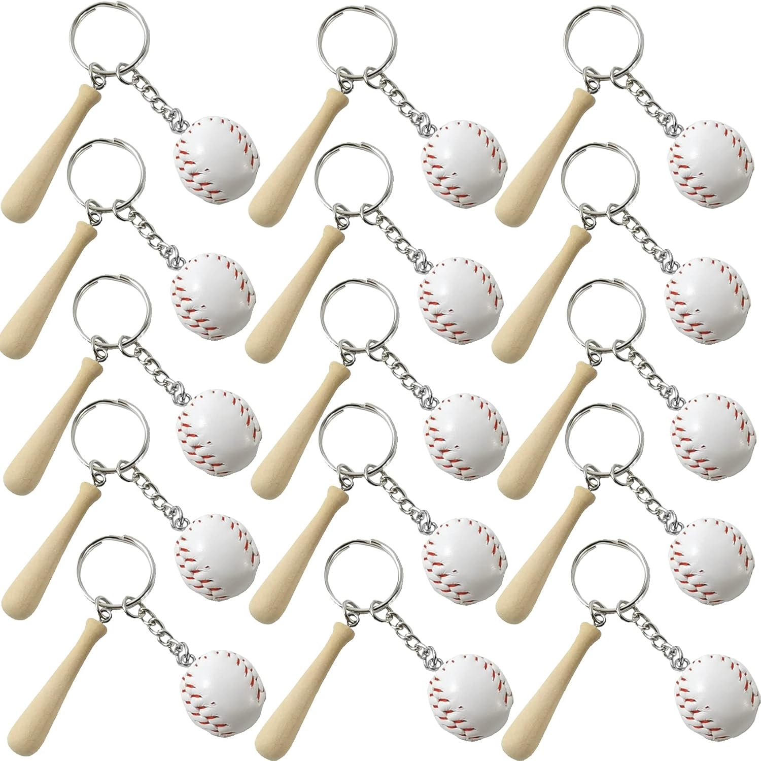 Amazon.com: ROYHOO 15PCS Mini Baseball Keychain with Wooden Bat for ...