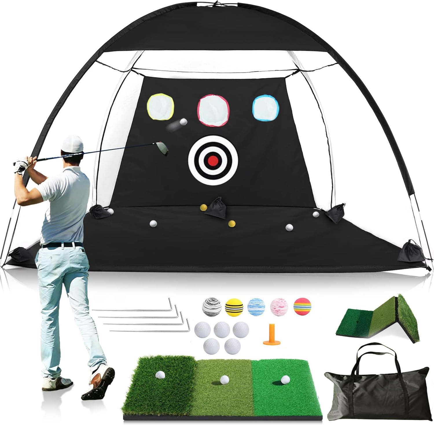 Golf Practice Net 10x7ft for Garden with 6 Balls Driving with Triple ...