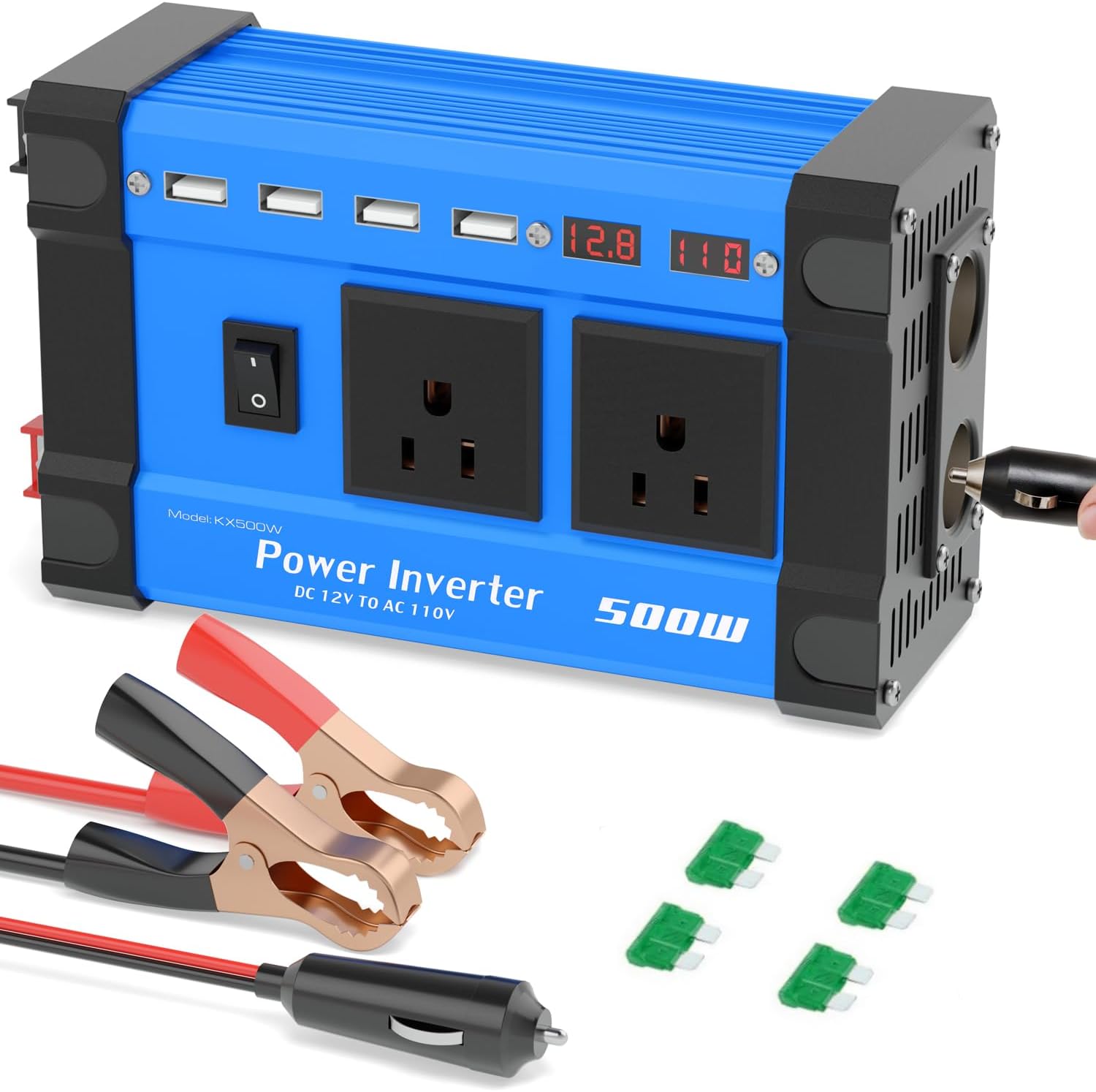 Amazon.com: 500W Power Inverter, Car/Light truck 12V DC to 110V AC ...