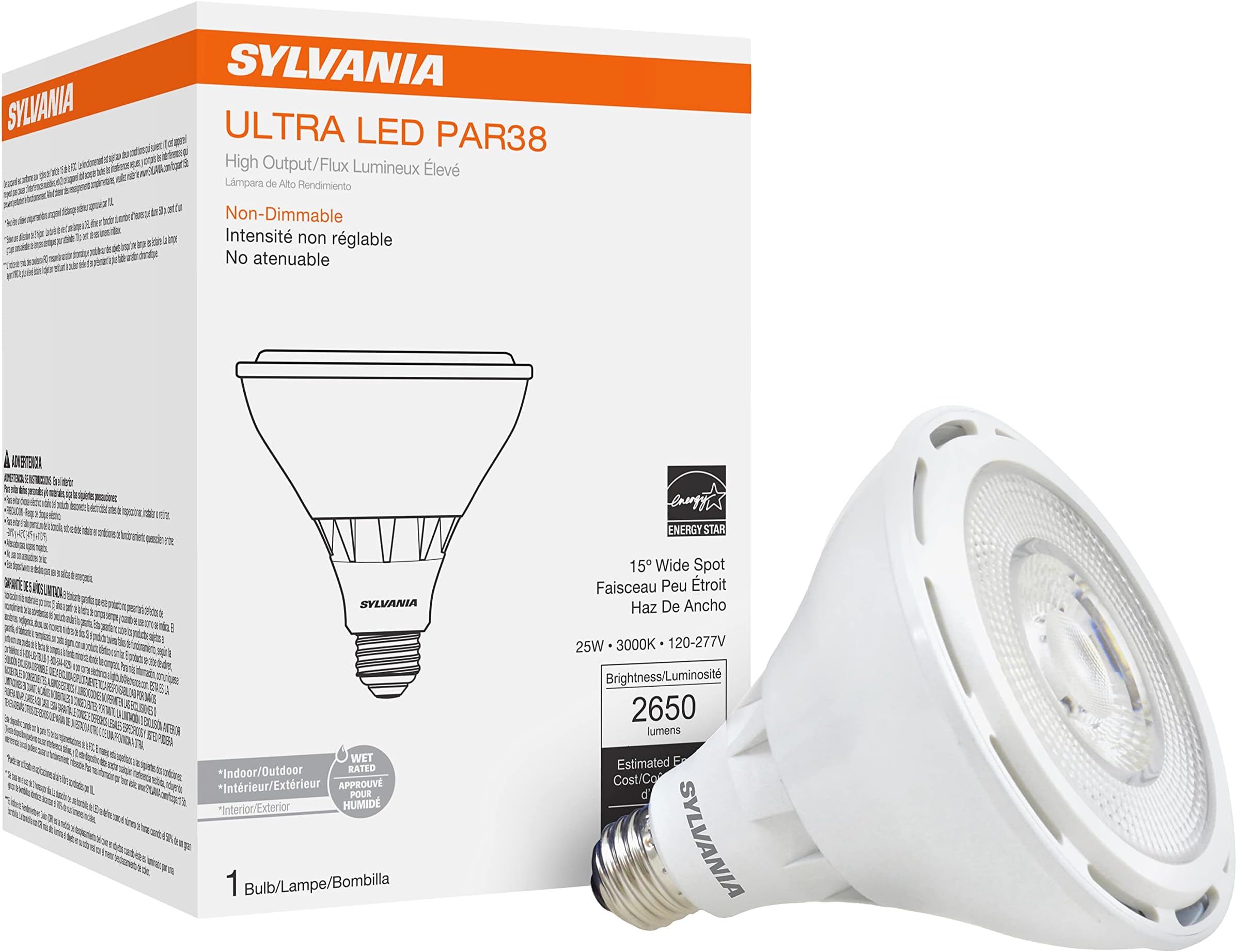 Feit Electric PAR38 LED Bulbs, 75W Equivalent, Non Dimmable, LED Flood ...