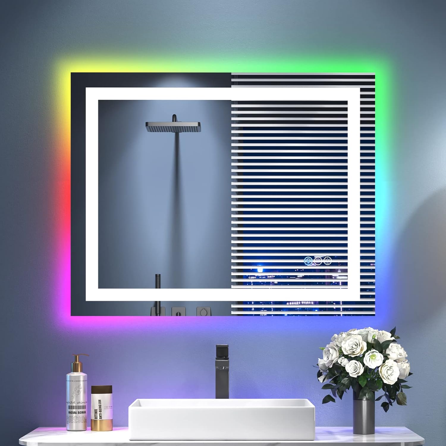 Amazon.com: YEELAIT RGB LED Bathroom Mirror 36x30 Inch Front Light and ...