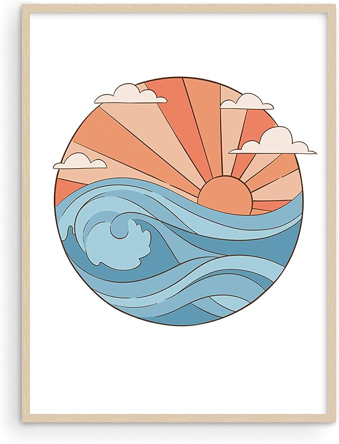 Amazon.com: Haus and Hues Ocean Wave Wall Art Waves Poster - Vintage ...