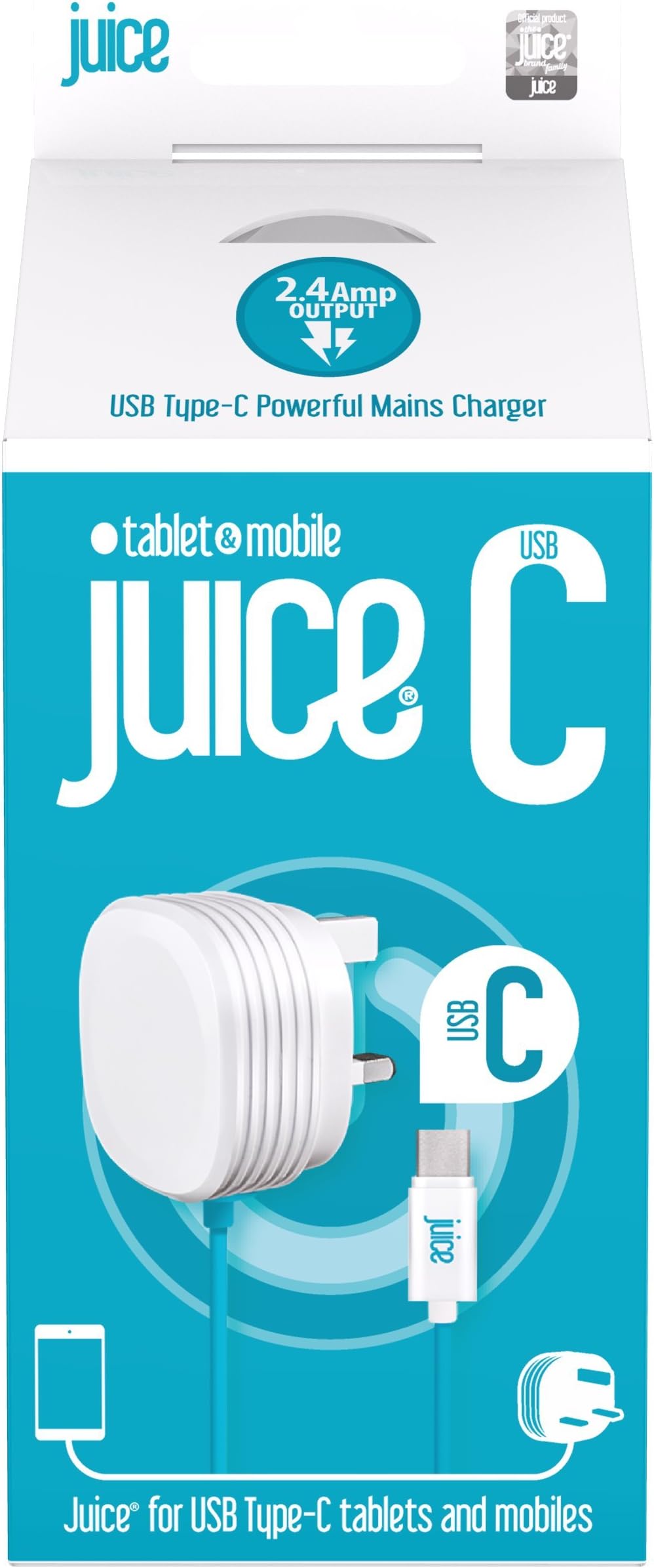 JUICE USB Type-C Powerful Mains Charger for Tablets & Mobiles, 2.4 AMP ...