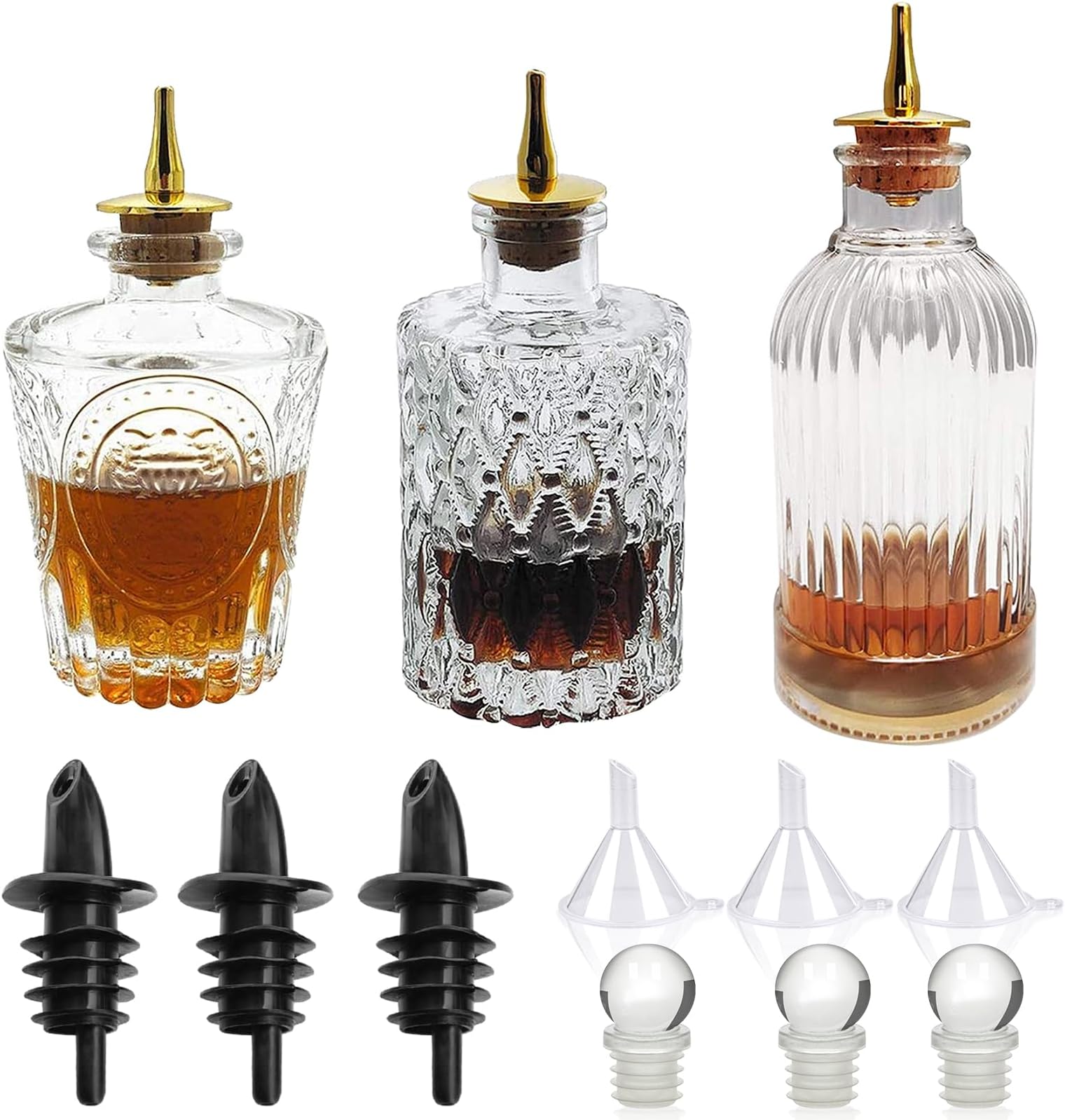 Amazon.com: LINALL Bitters Bottle - Set of 7 Glass Dash Bottle ...
