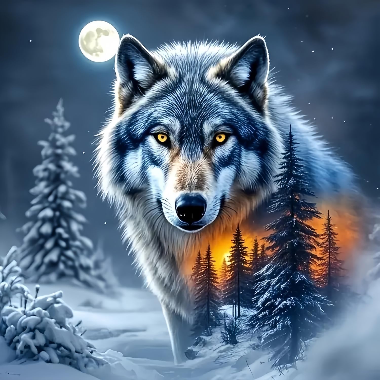 Amazon.com: Acelii Wolf 5D Diamond Art Kits for Adults Beginners,Winter ...