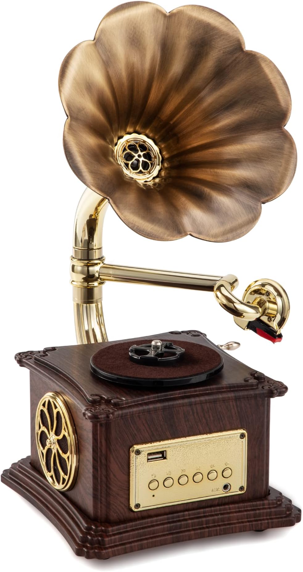 Amazon.com: Vintage Style Wooden Record Player with Bluetooth, USB, AUX ...