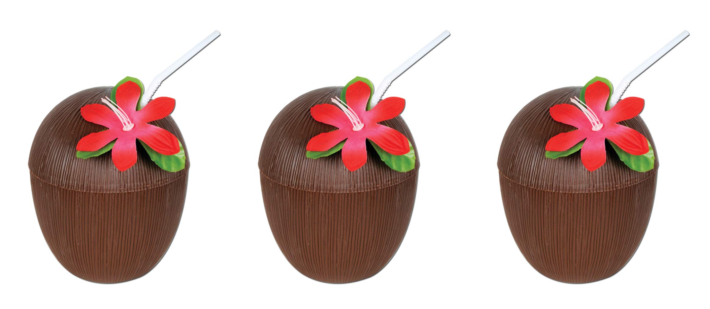 Amazon.com: Beistle Plastic Coconut Cups 3 Piece, 16 oz, Multicolor ...