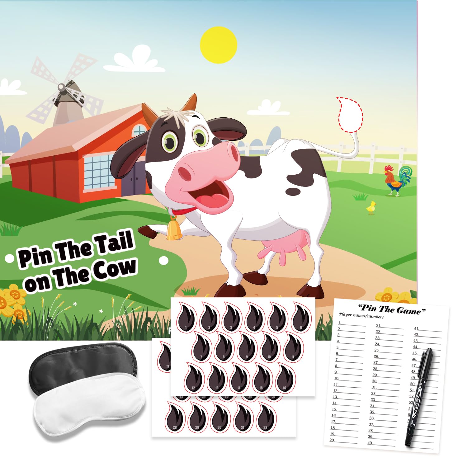 Amazon.com: pin the sticker game Pin The Tail on The Cow Party Game ...
