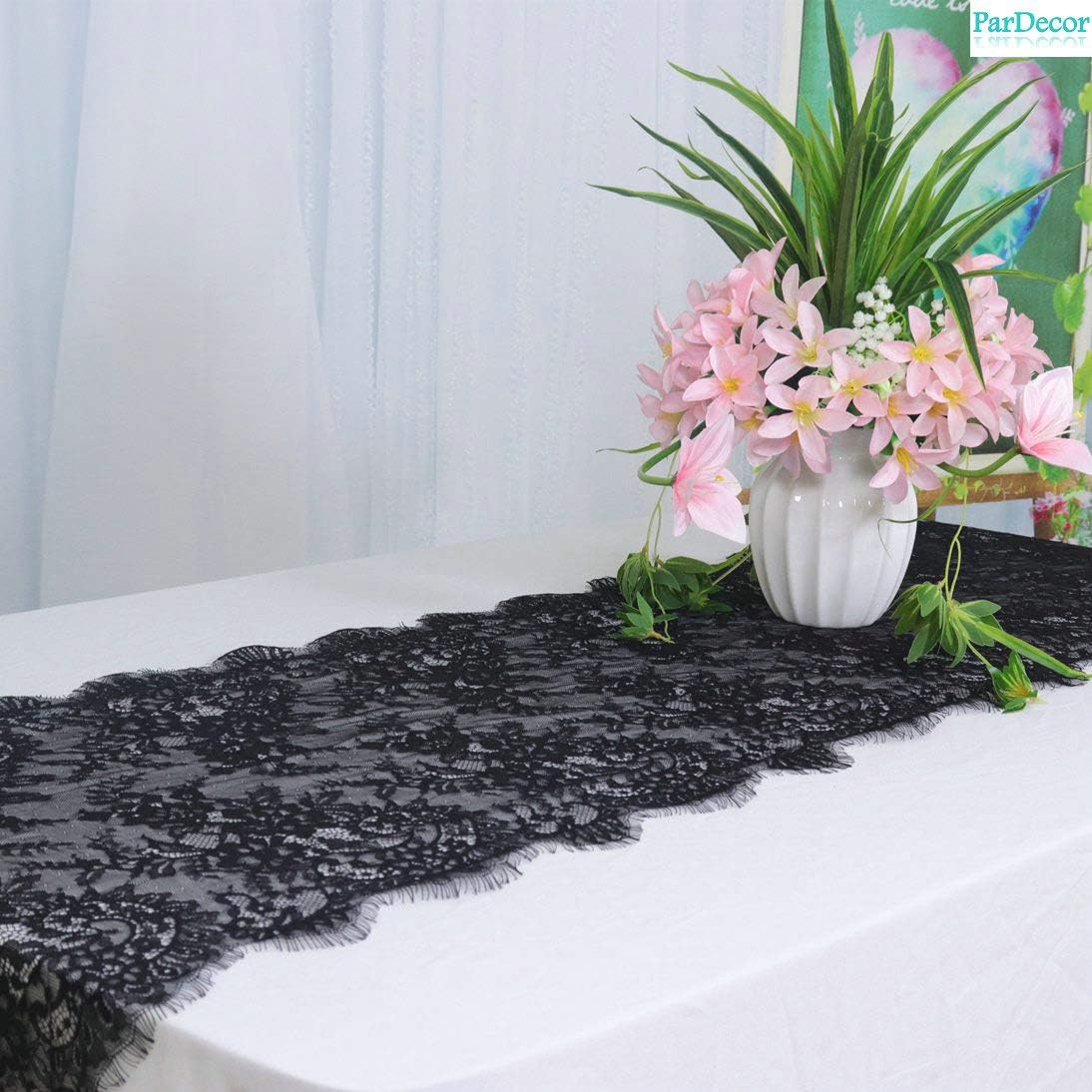 Amazon.com: Preboun 12 Pieces Black Lace Table Runner 12 x 120 Inches ...