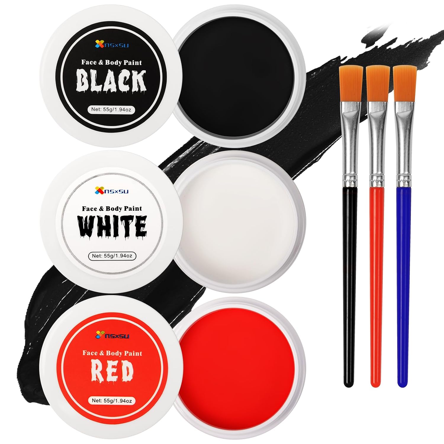 Amazon.com: nsxsu Halloween Makeup Kit, White + Black + Red Face Paint ...