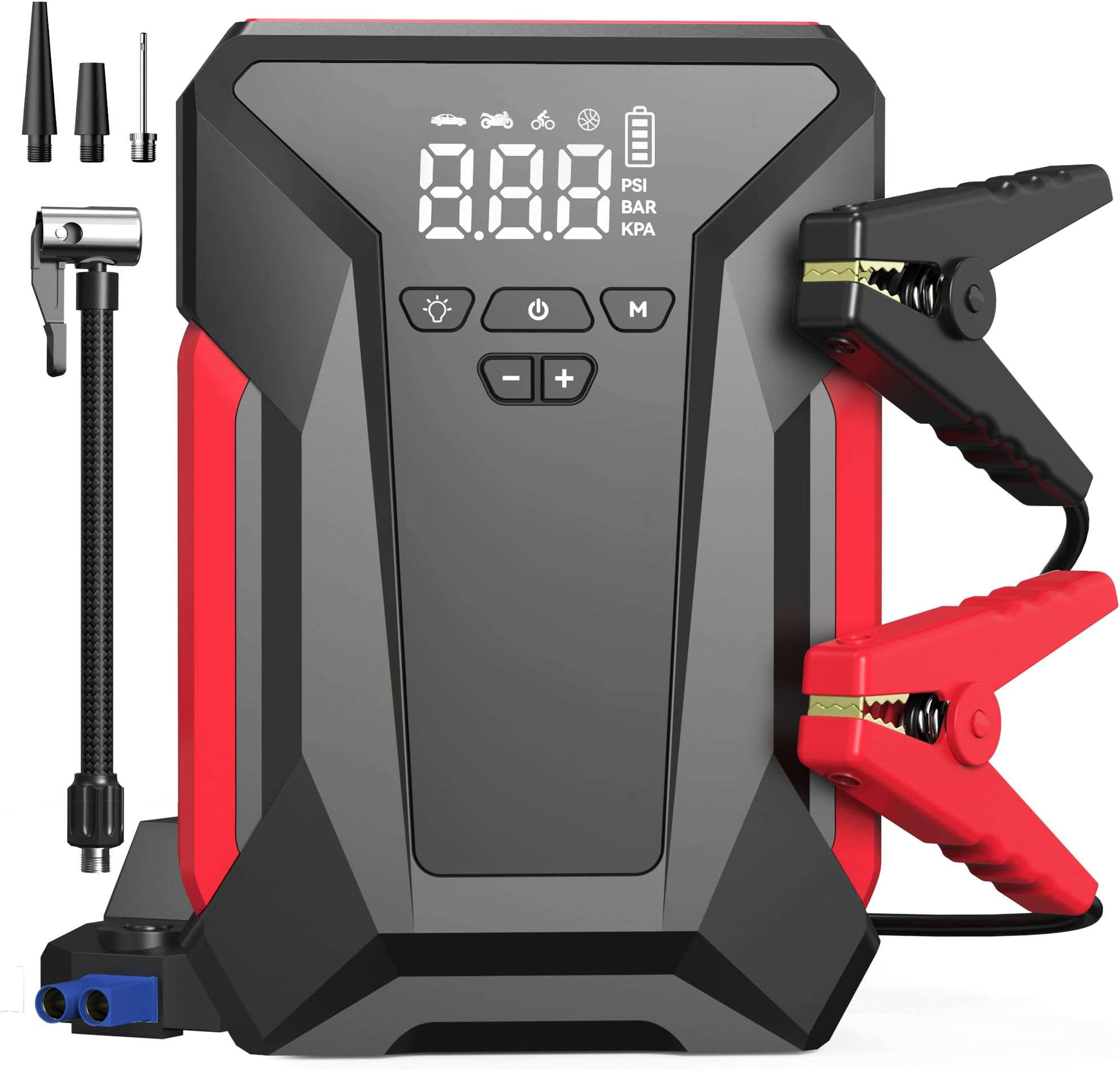Amazon.com: GELNUKKE 4000A Car Jump Starter with Air Compressor, 12V ...