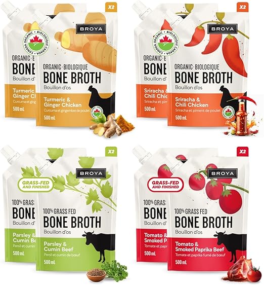 Broya Bone Broth Variety Pack - Grass-Fed Beef Bone Broth & Organic ...