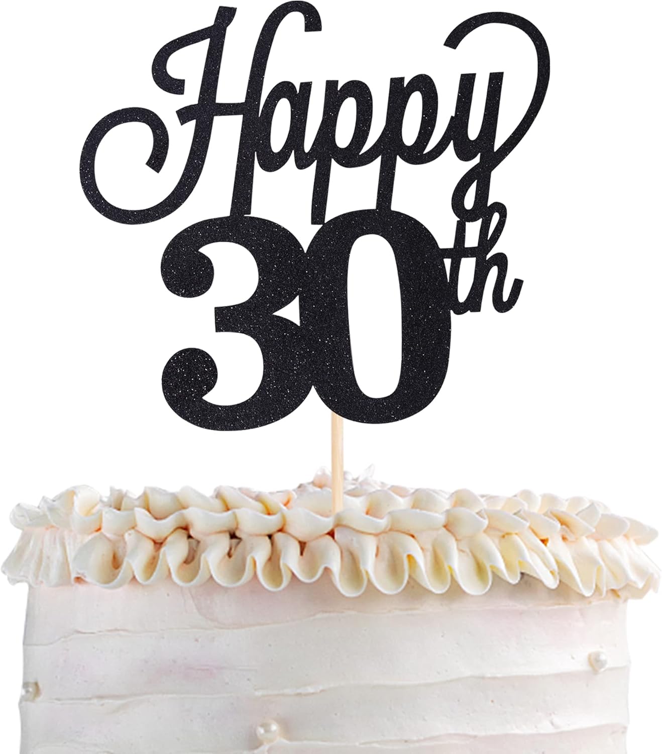 Amazon.com: 1 Pack Happy 30th Cake Topper Black Glitter Number 30 ...