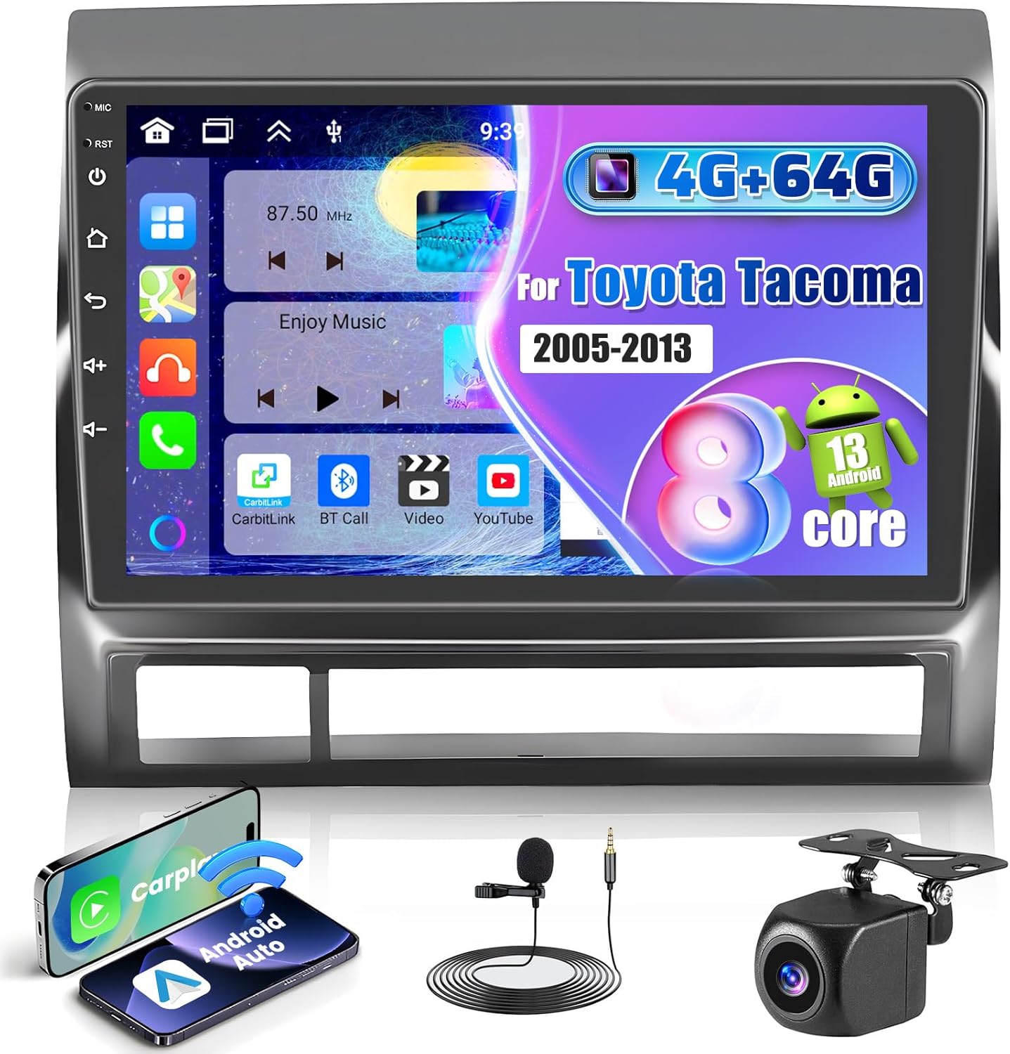 Amazon.com: [8-core 4+64GB] Ohradio Android CarPlay Screen for Toyota Tacoma 2005-2013 with ...