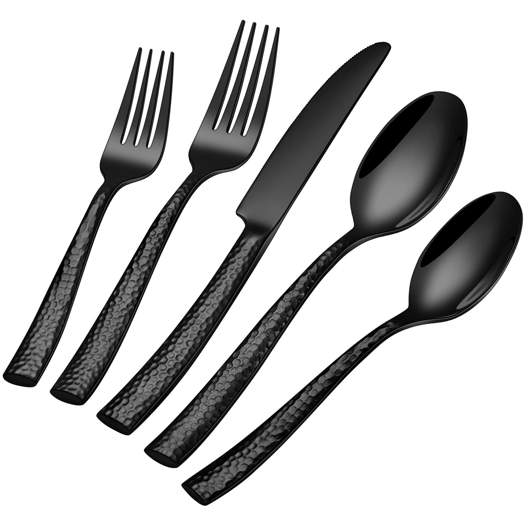 HONKKU 30 Teiliges Besteck Set 6 Personen Schwarz, Verdickter Edelstahl ...