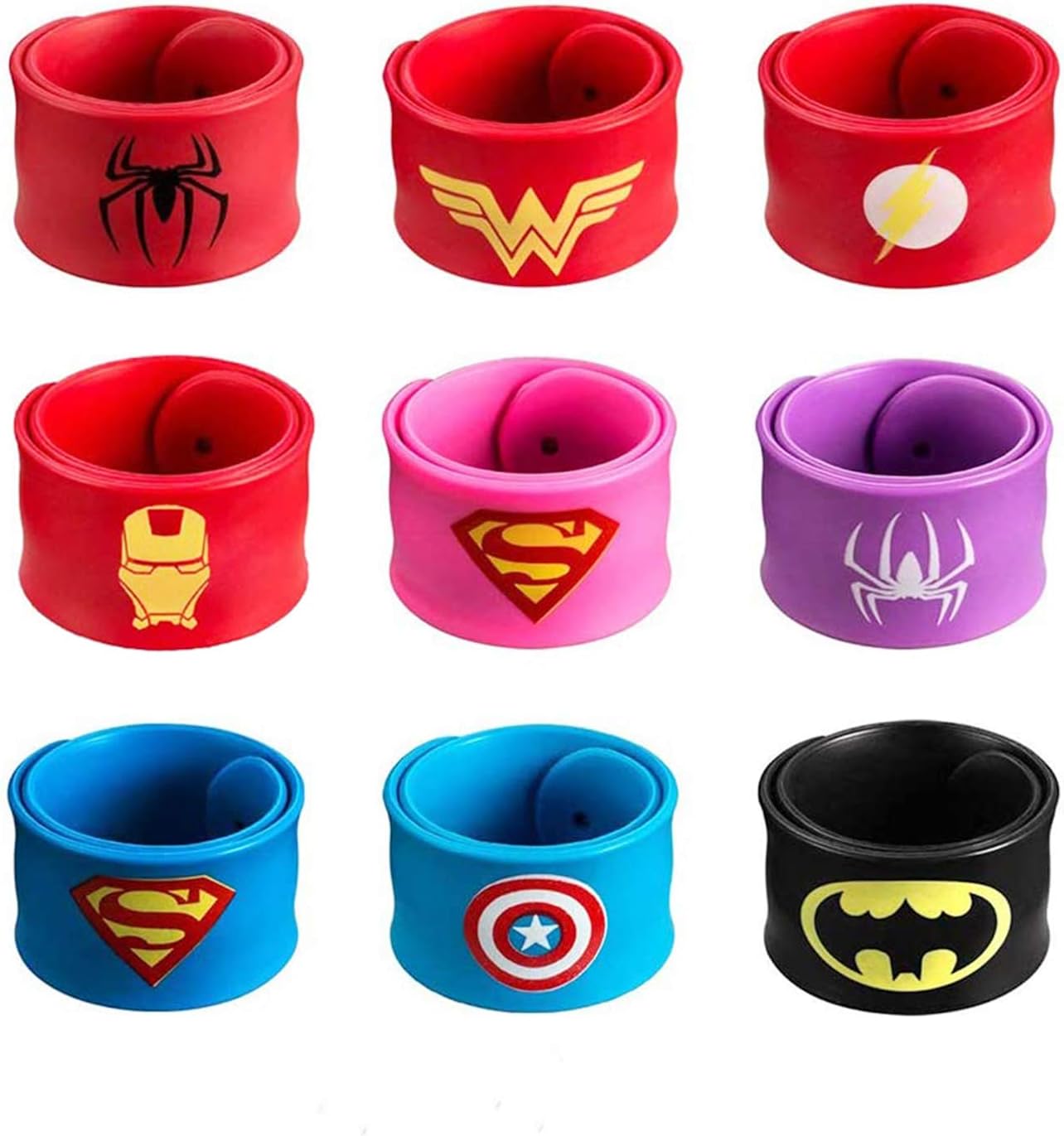 9 pcs Cartoon Comics Slap Bracelets Silicone Slap Wristband Dress up ...