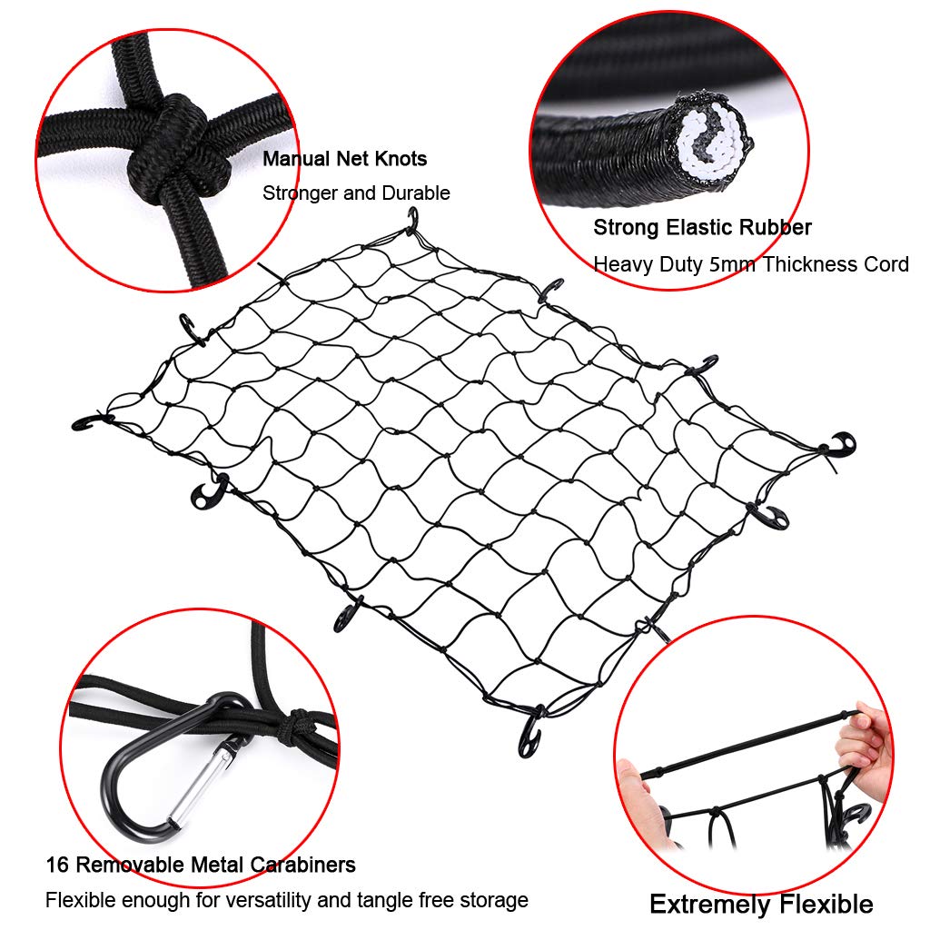 Cargo Net 16" X 16" Heavy Duty Bungee Stretches To 30" X 30"-Latex ...