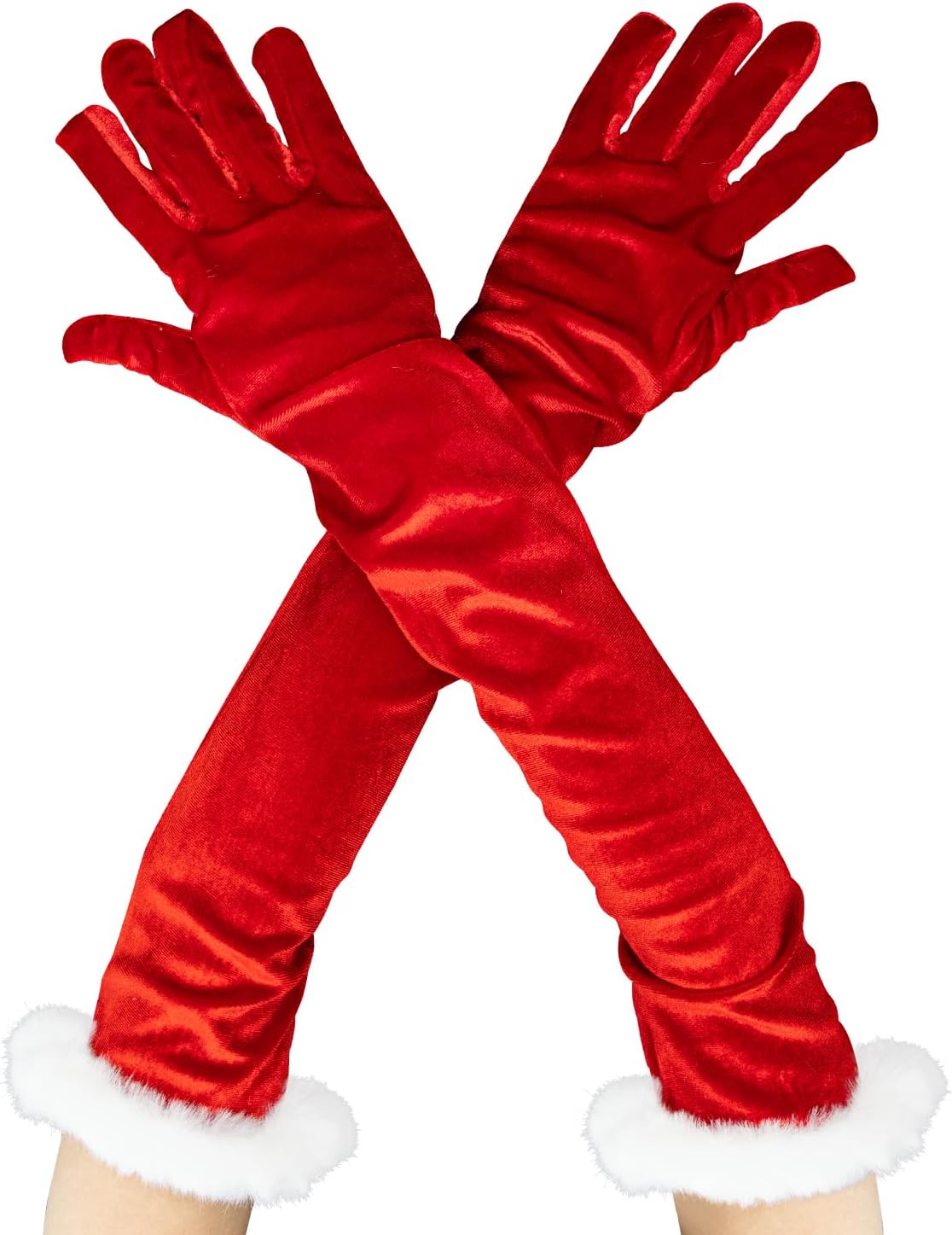 Christmas Santa Claus Gloves - Red With White Furry Cuff for Fancy ...